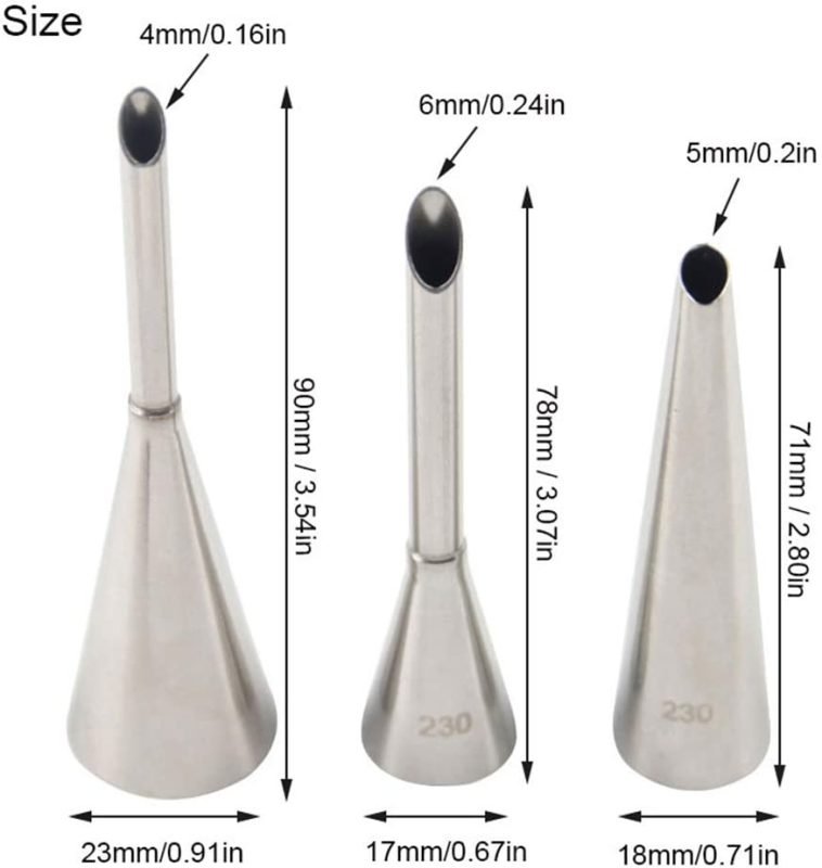 3 pcs Nozzles Set Stainless Steel Cake Decorating Cake Tips For Puff ...