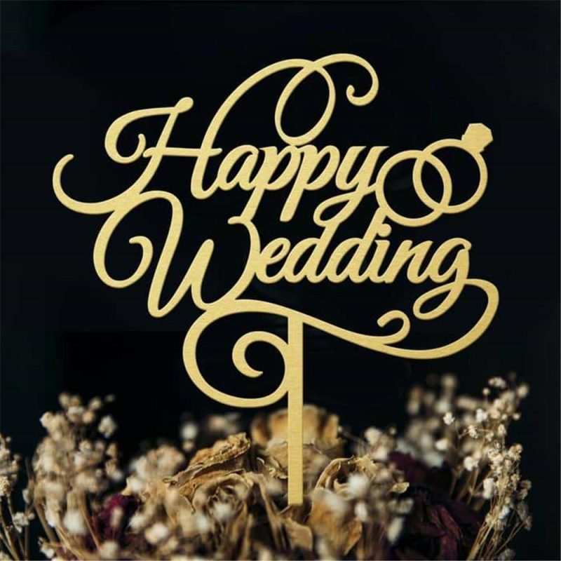 Cake topper - Happy Wedding Acrylic - Charlotte Baking Solution